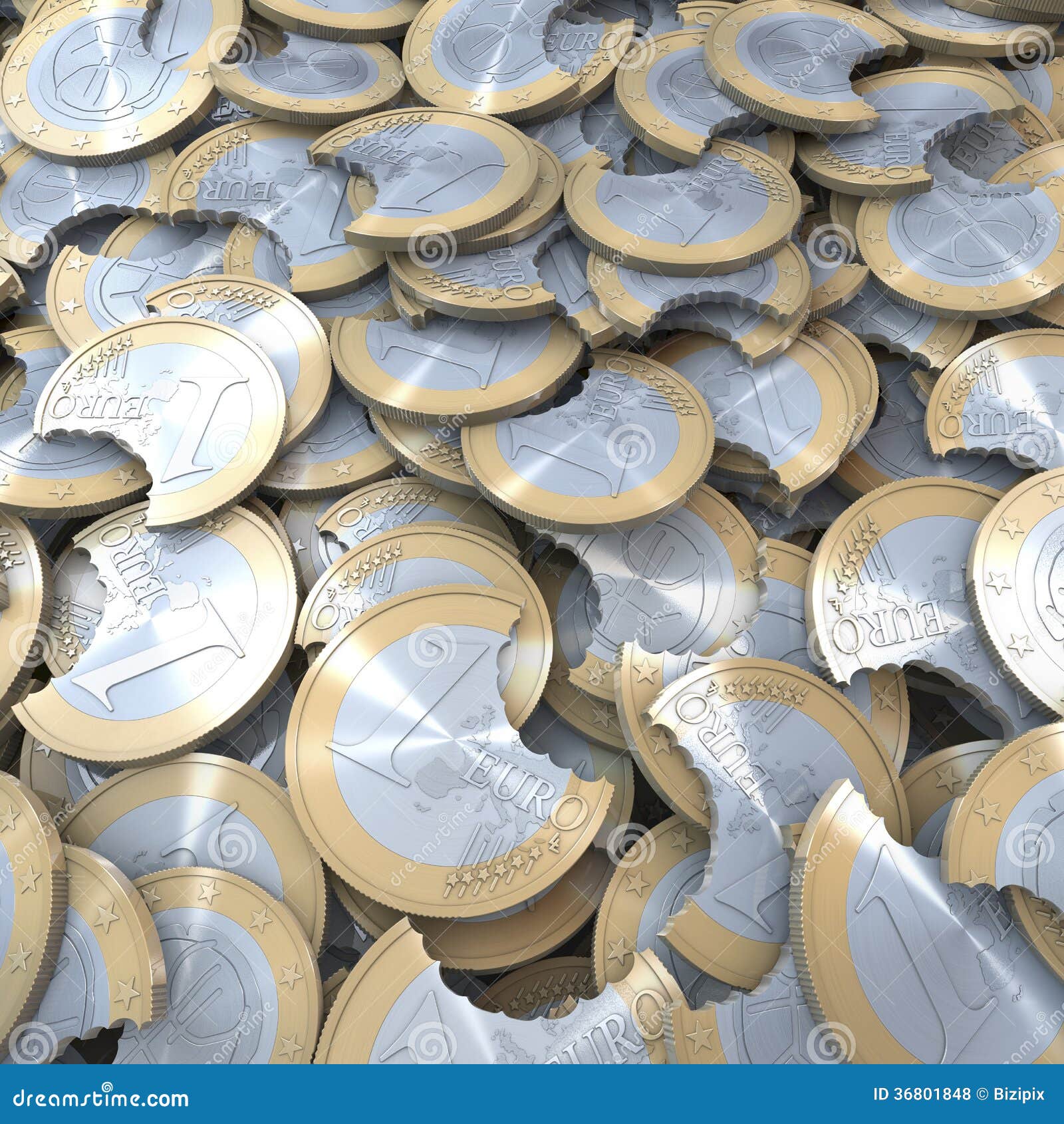 Heap of Bitten Off Euro Coins Stock Illustration - Illustration of euro ...