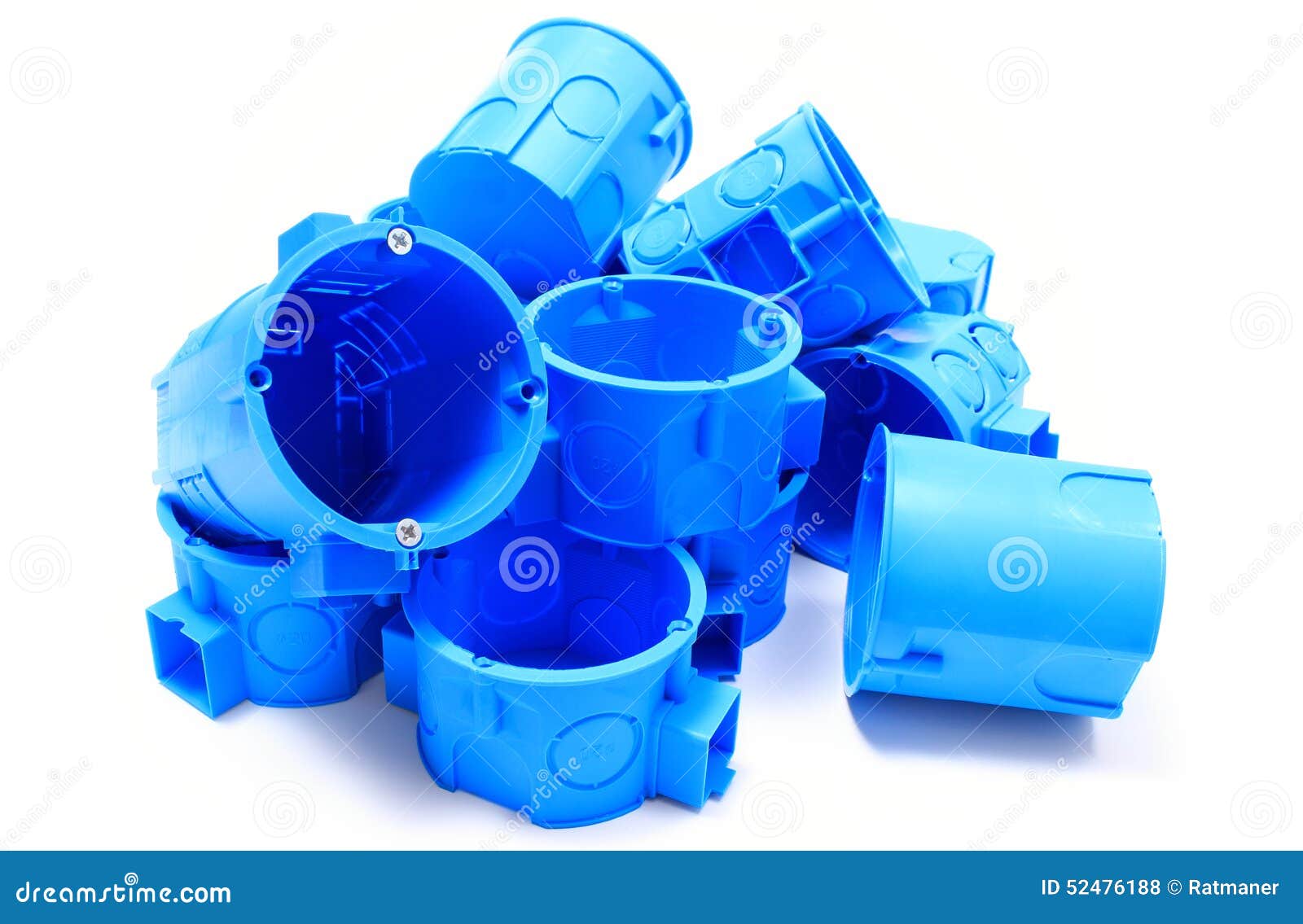Heap of Blue Electrical Boxes on White Background Stock Photo - Image ...