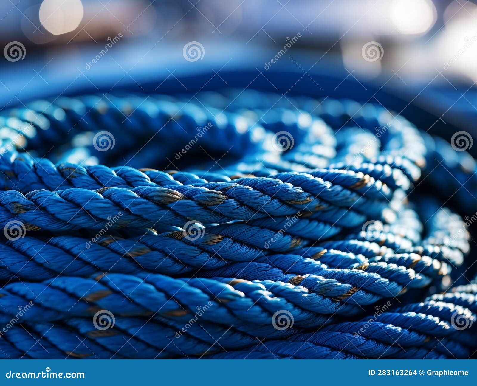 Blue marine boat ropes stock illustration. Illustration of rolled ...
