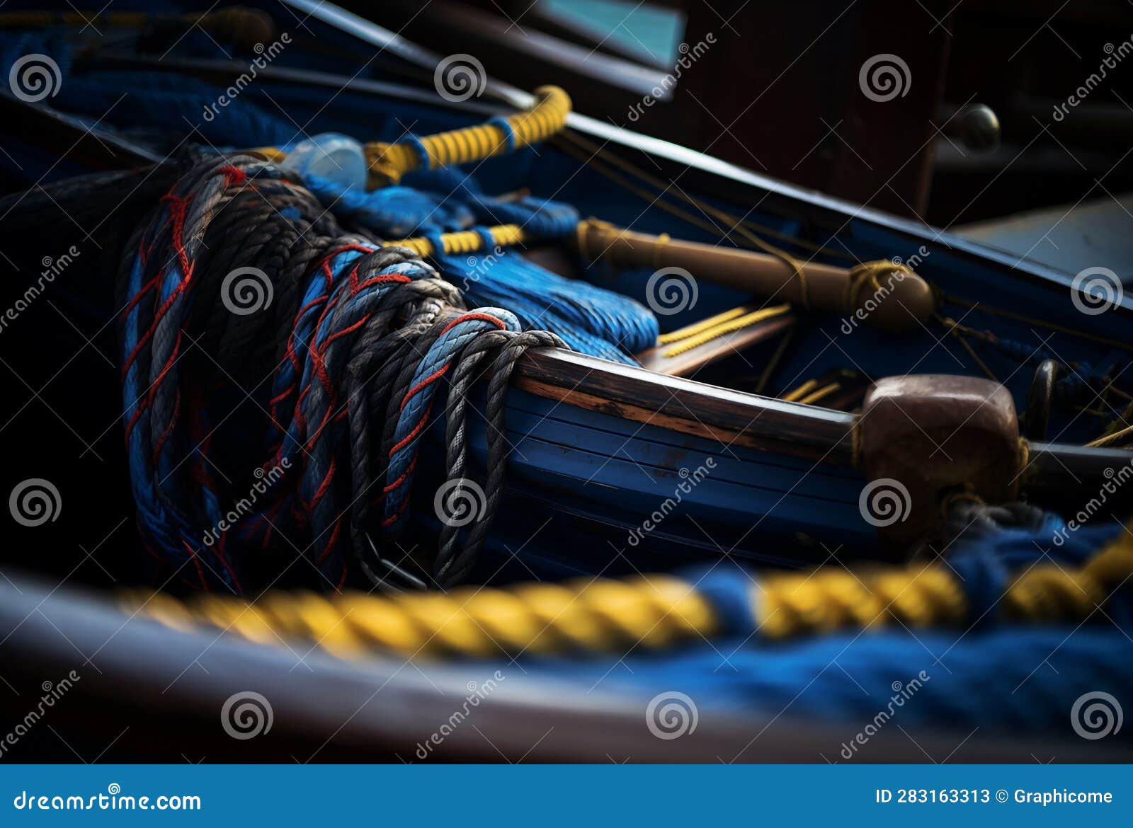 Blue marine boat ropes stock illustration. Illustration of fishing ...