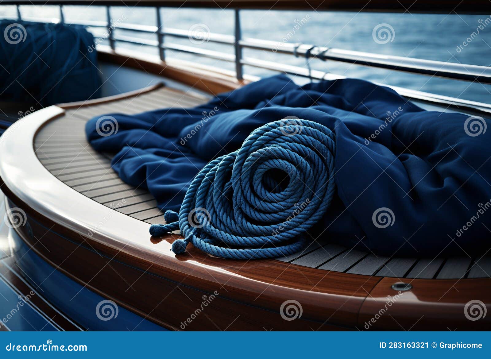 Blue marine boat ropes stock illustration. Illustration of table ...