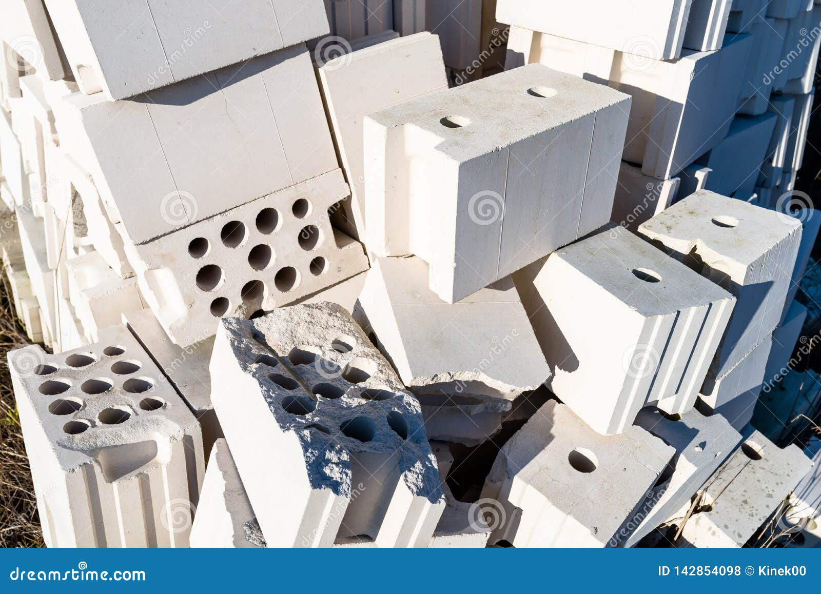 Heap of Bricks from Cellular Concrete, White Bricks, Hollow Bricks with ...