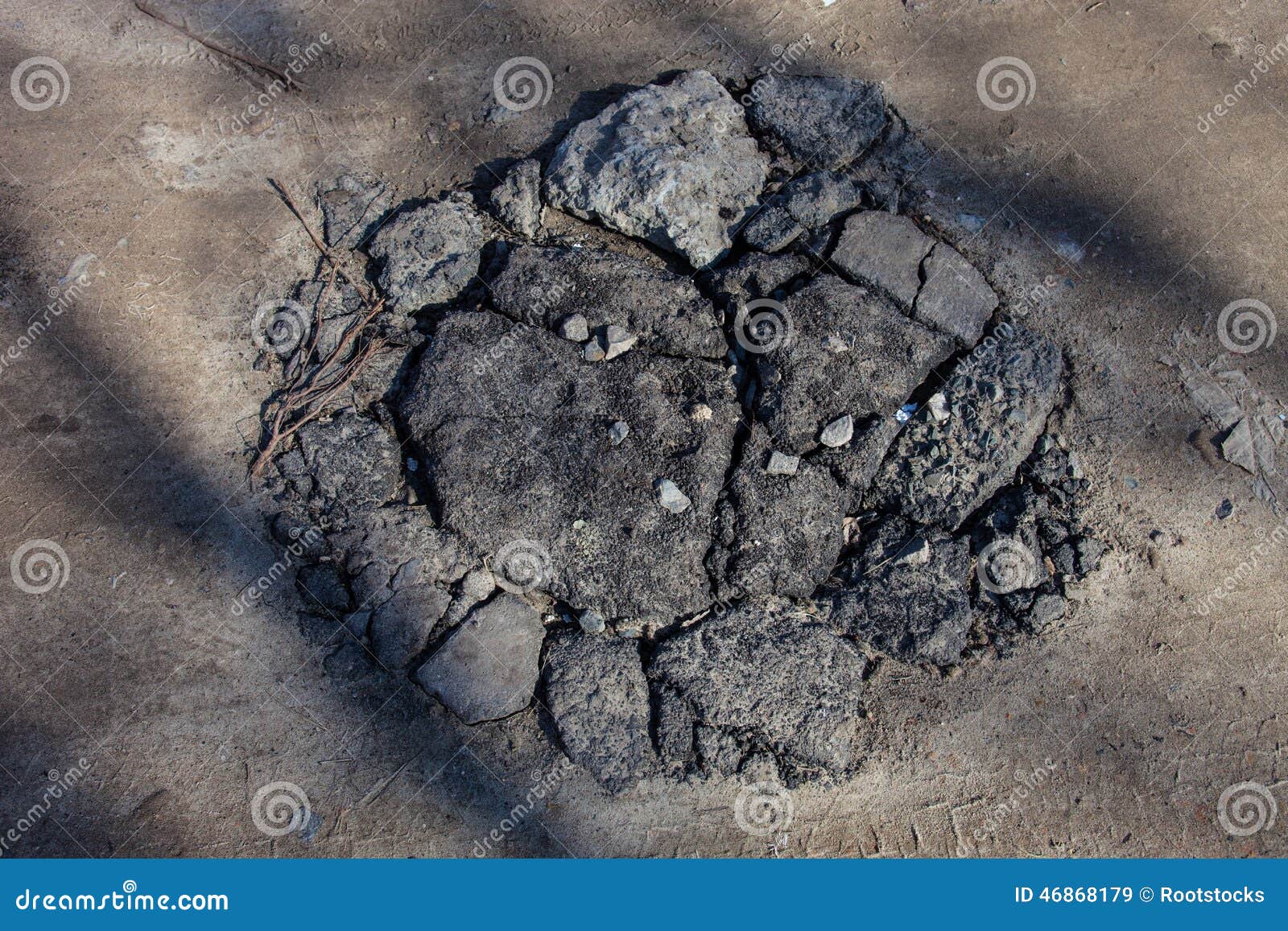 Heap of Broken Asphalt and Concrete Blocks Pieces Stock Image - Image ...