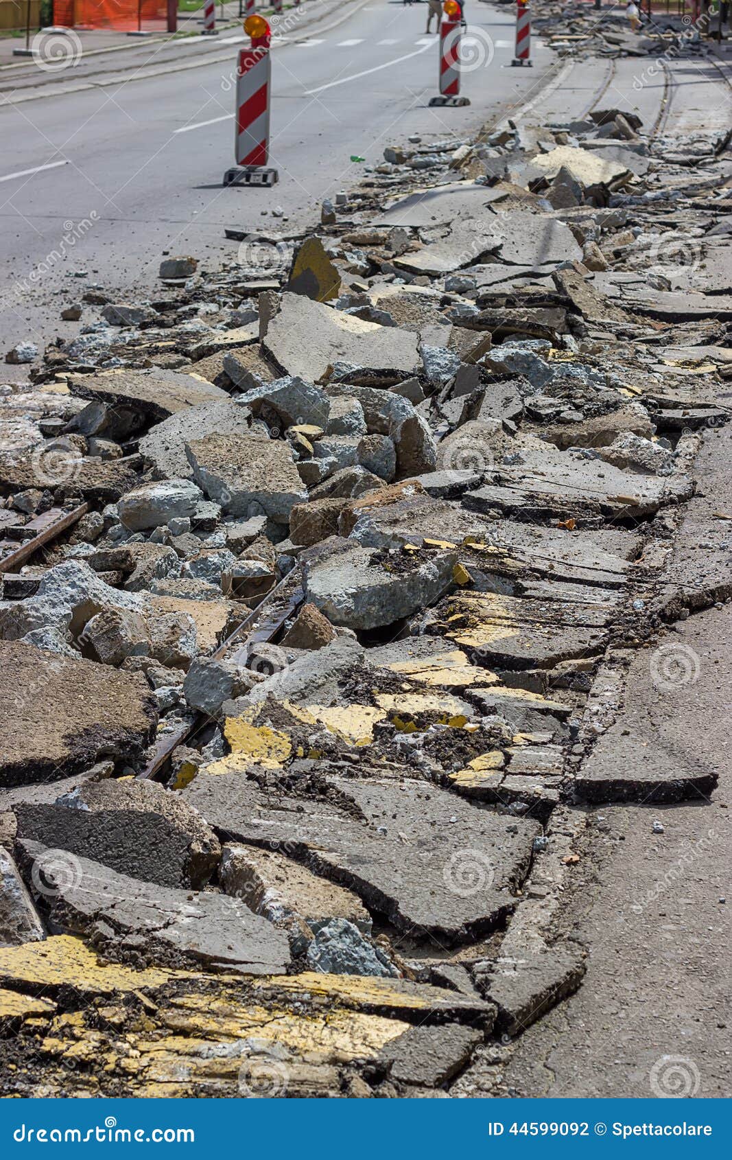 Heap of Broken Asphalt on Road Surface Stock Photo - Image of ...