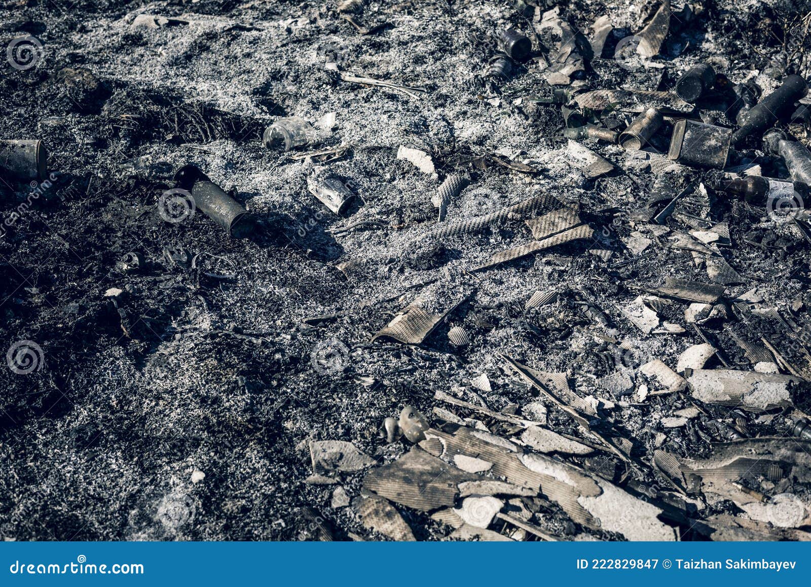 Heap of Burned and Scattered Rubble and Slate after a Fire in Building ...