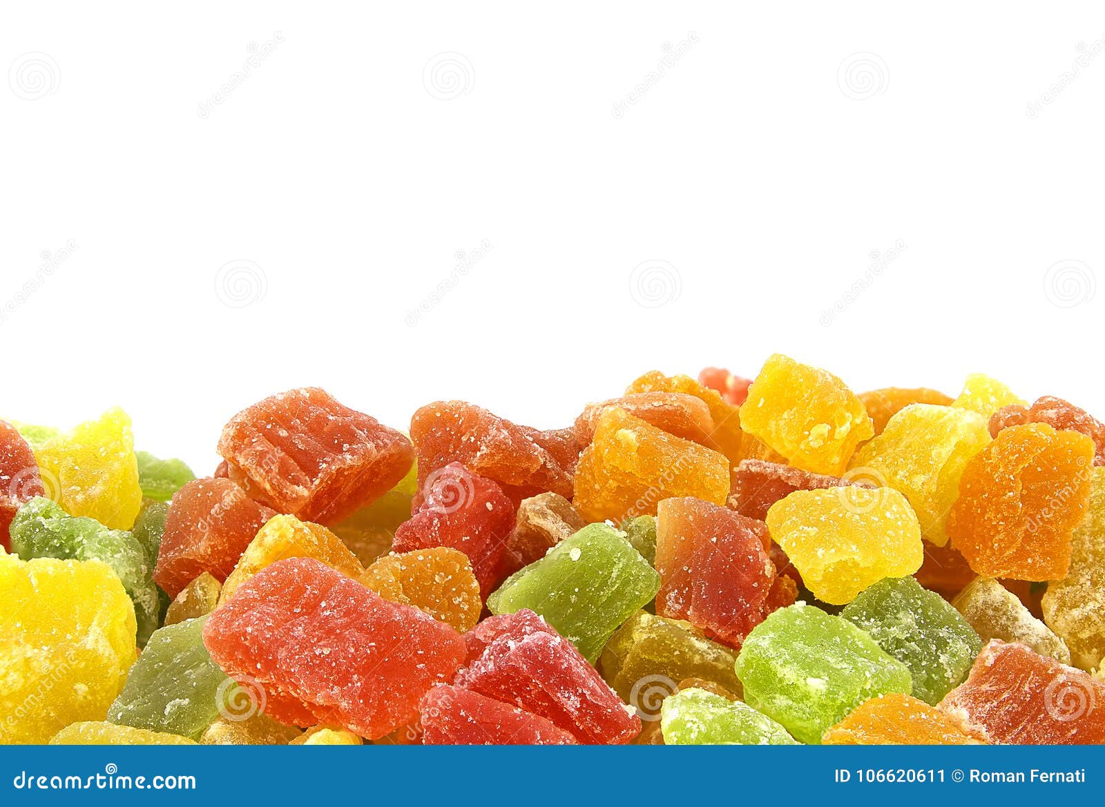Candied Fruit Group on White Background Stock Image - Image of food ...