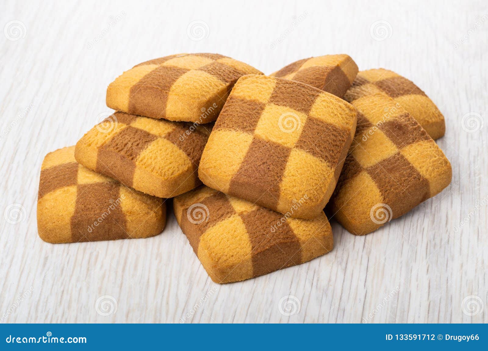 Heap of Checkered Shortbread Cookies on Table Stock Photo - Image of ...