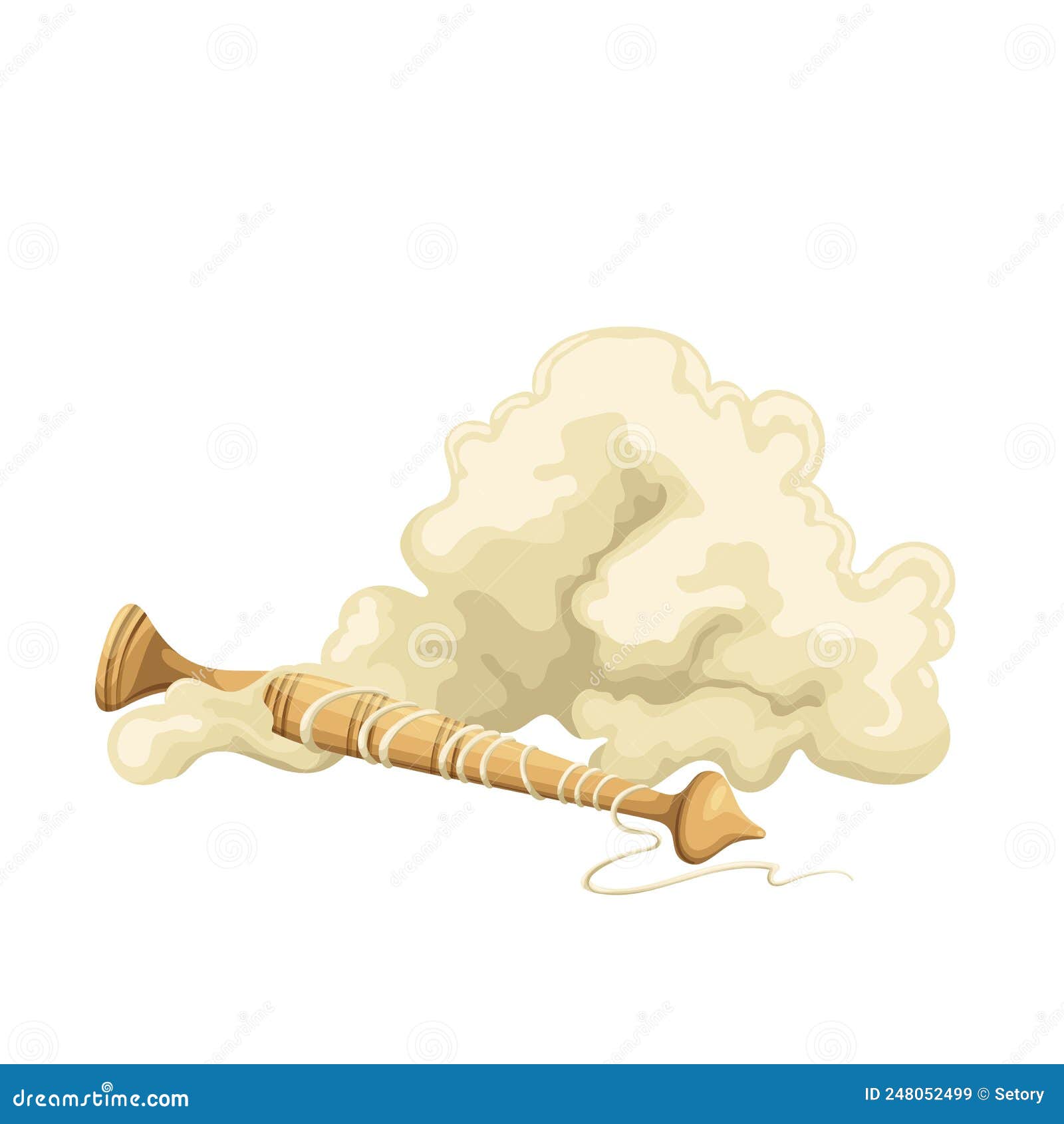 Heap of Clean Wool with Wooden Spindle Stock Vector - Illustration of ...