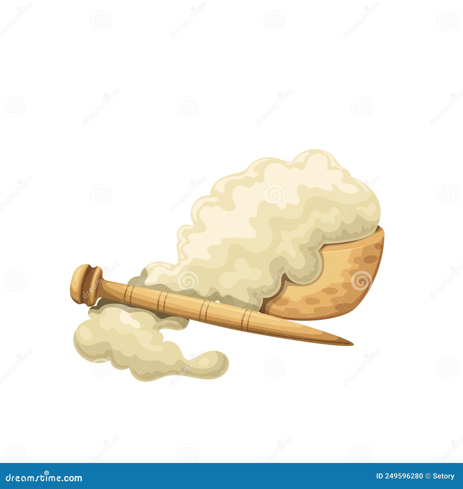 Heap of Clean Wool with Wooden Spindle Stock Vector - Illustration of ...