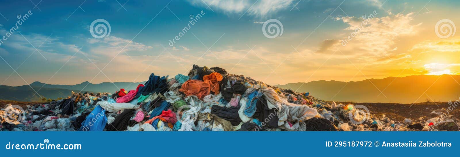 Heap of Clothes Tossed into Landfill Panoramic Banner Stock ...