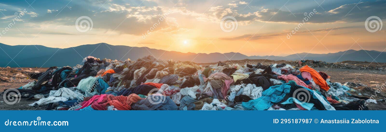Heap of Clothes Tossed into Landfill Panoramic Banner Stock ...
