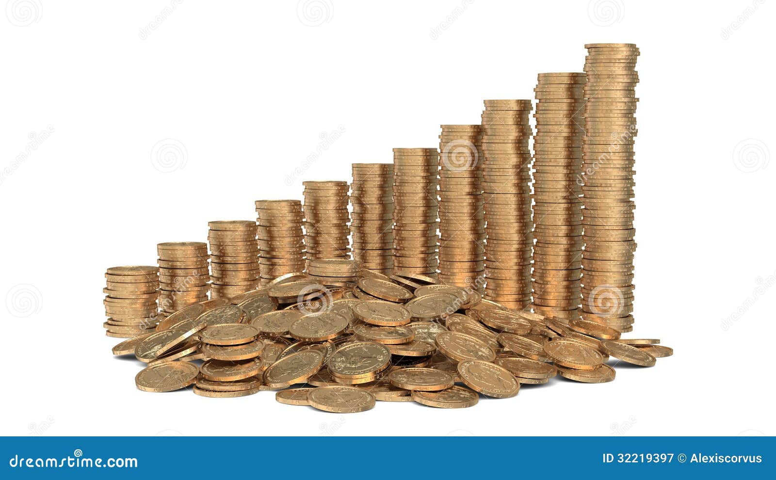 Heap of coins with diagram stock illustration. Illustration of diagram ...