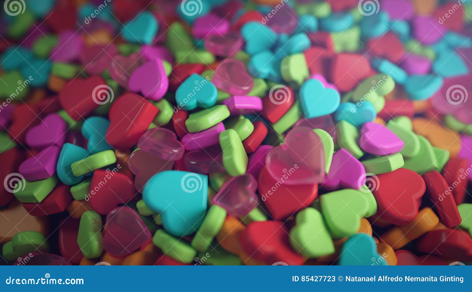 Heap of Colourful Heart Shape 3D Rendering Stock Illustration ...