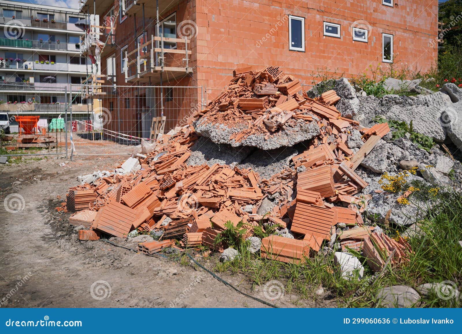 Heap of Construction Debris - Broken Pieces of Bricks and Concrete ...
