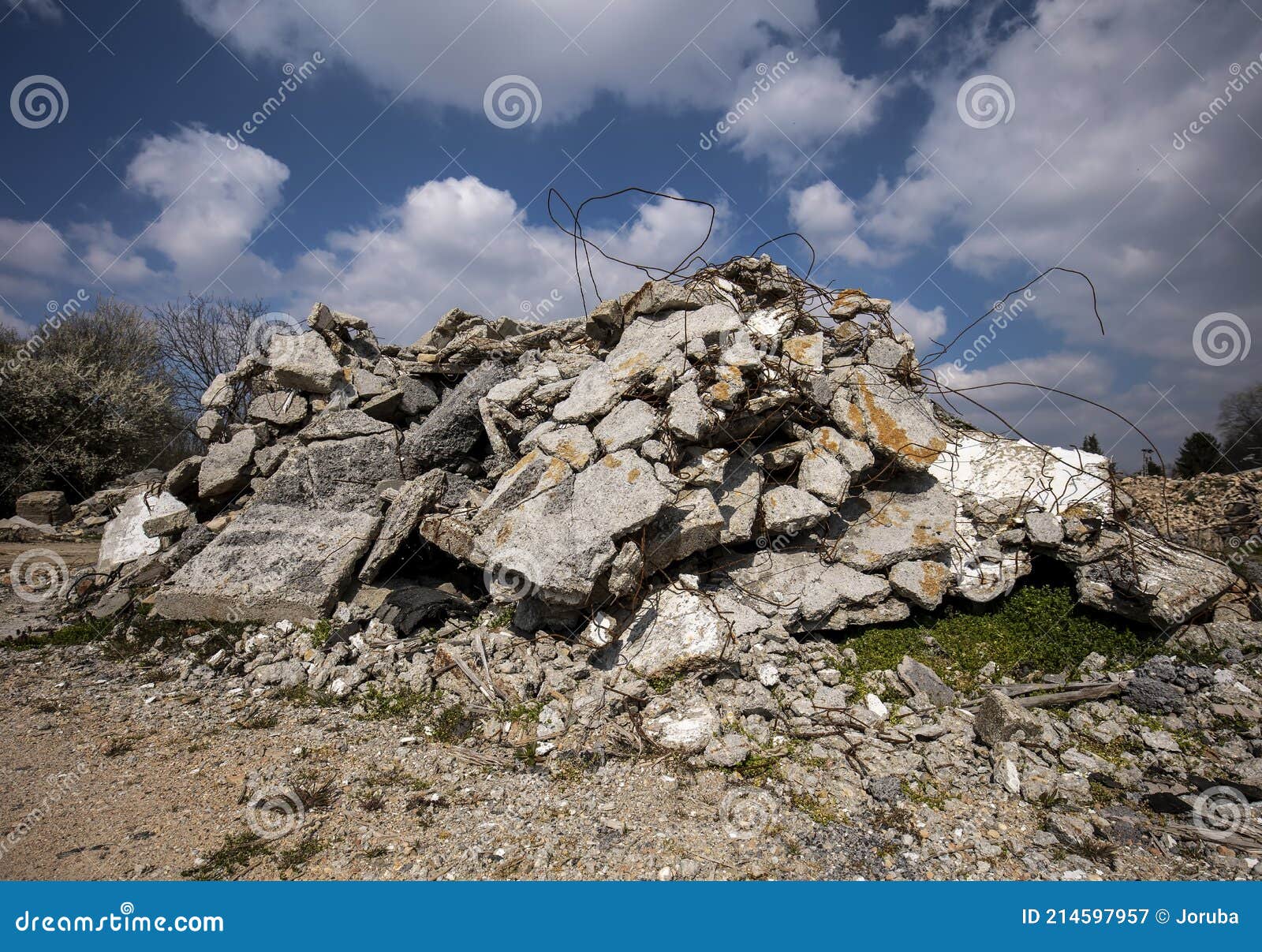Heap of Construction Waste, Concrete and Brick Stock Image - Image of ...
