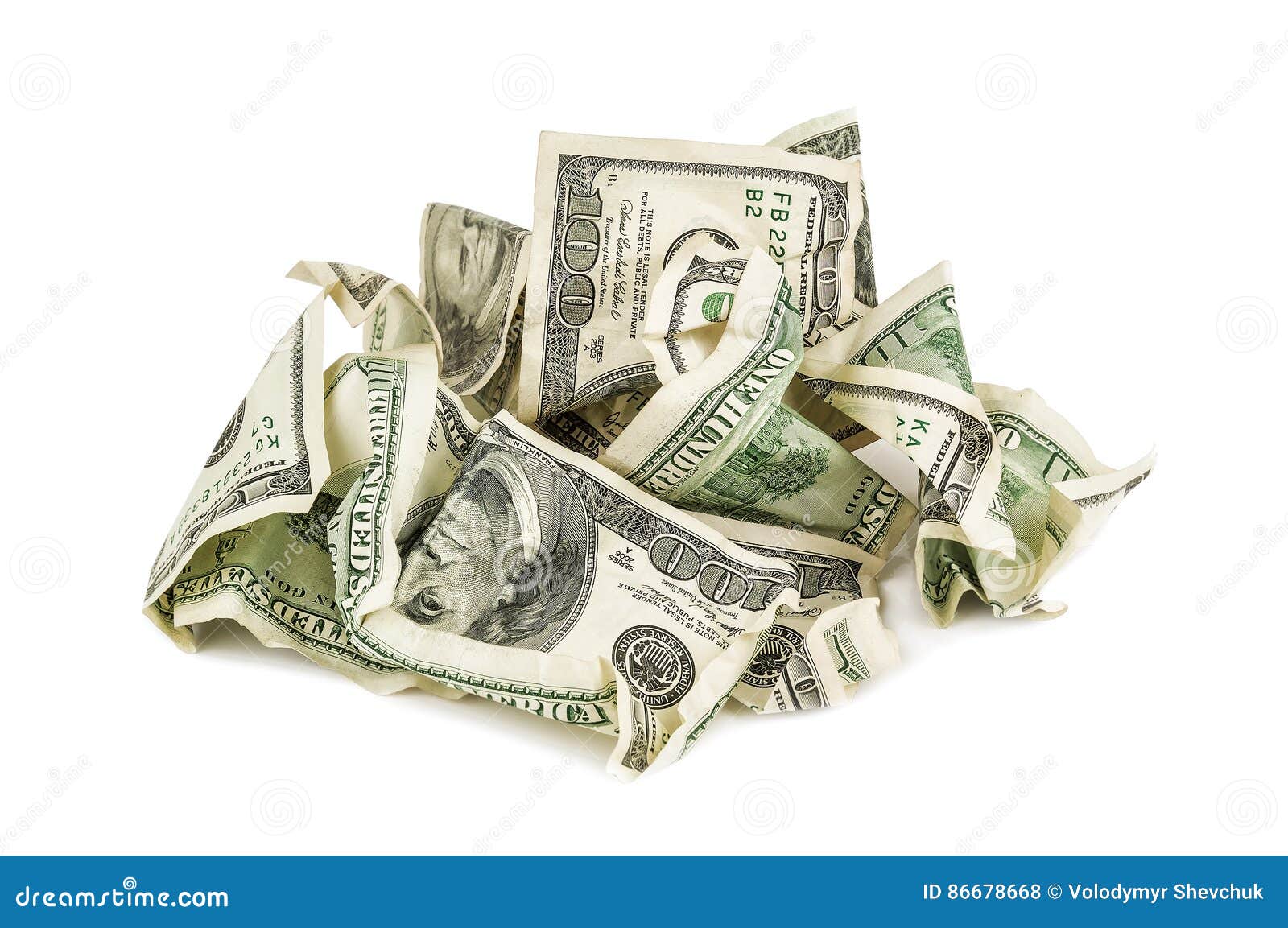 Heap of crumpled dollars stock photo. Image of cash, savings - 86678668