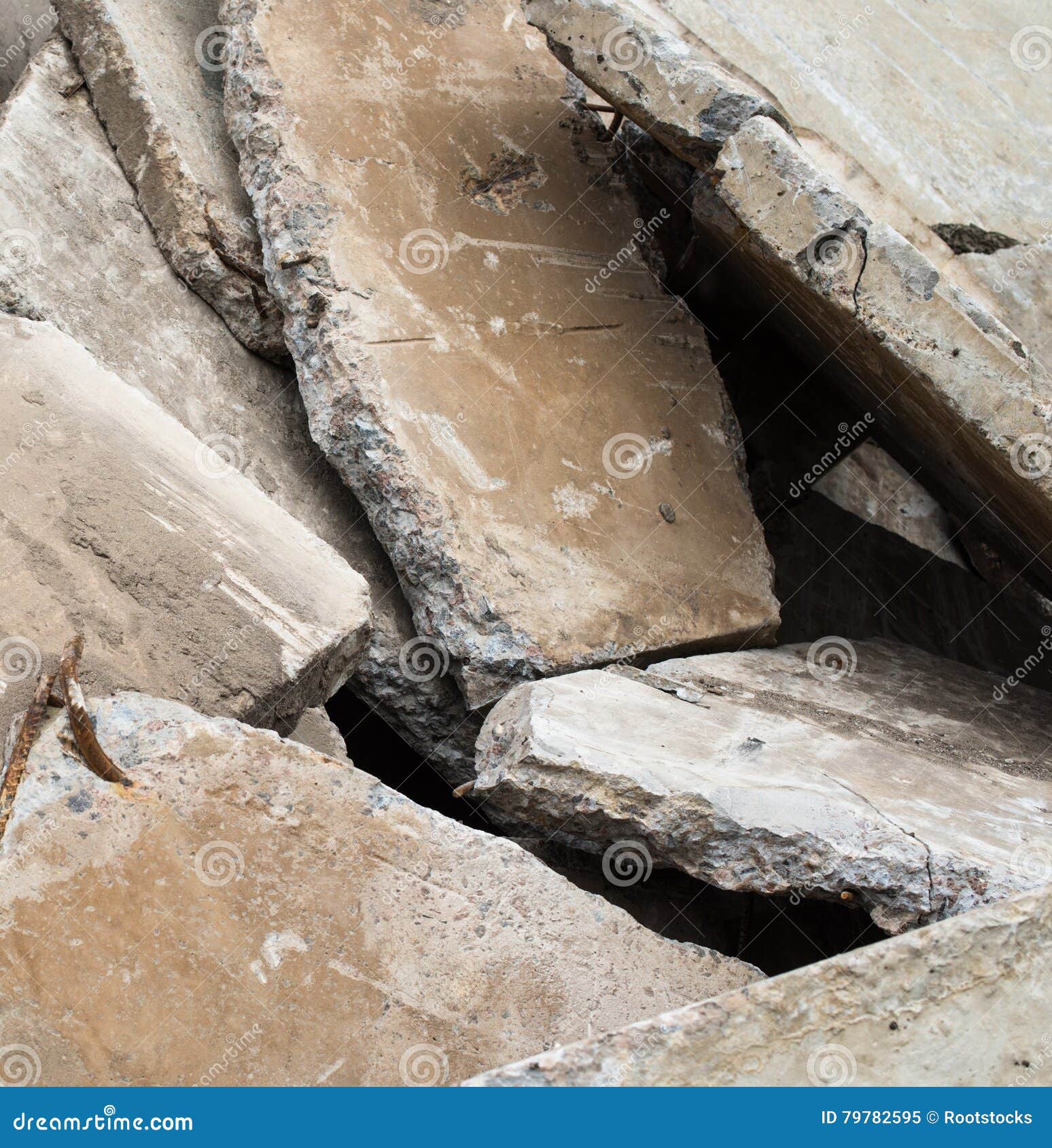 Heap of the Damaged Concrete Blocks Stock Image - Image of destruction ...
