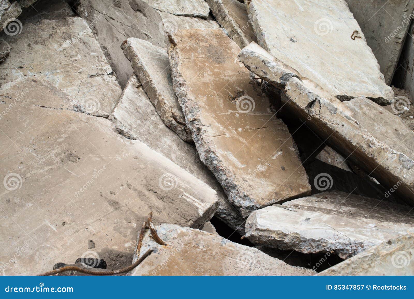 Heap of the Damaged Concrete Blocks Stock Image - Image of damaged ...