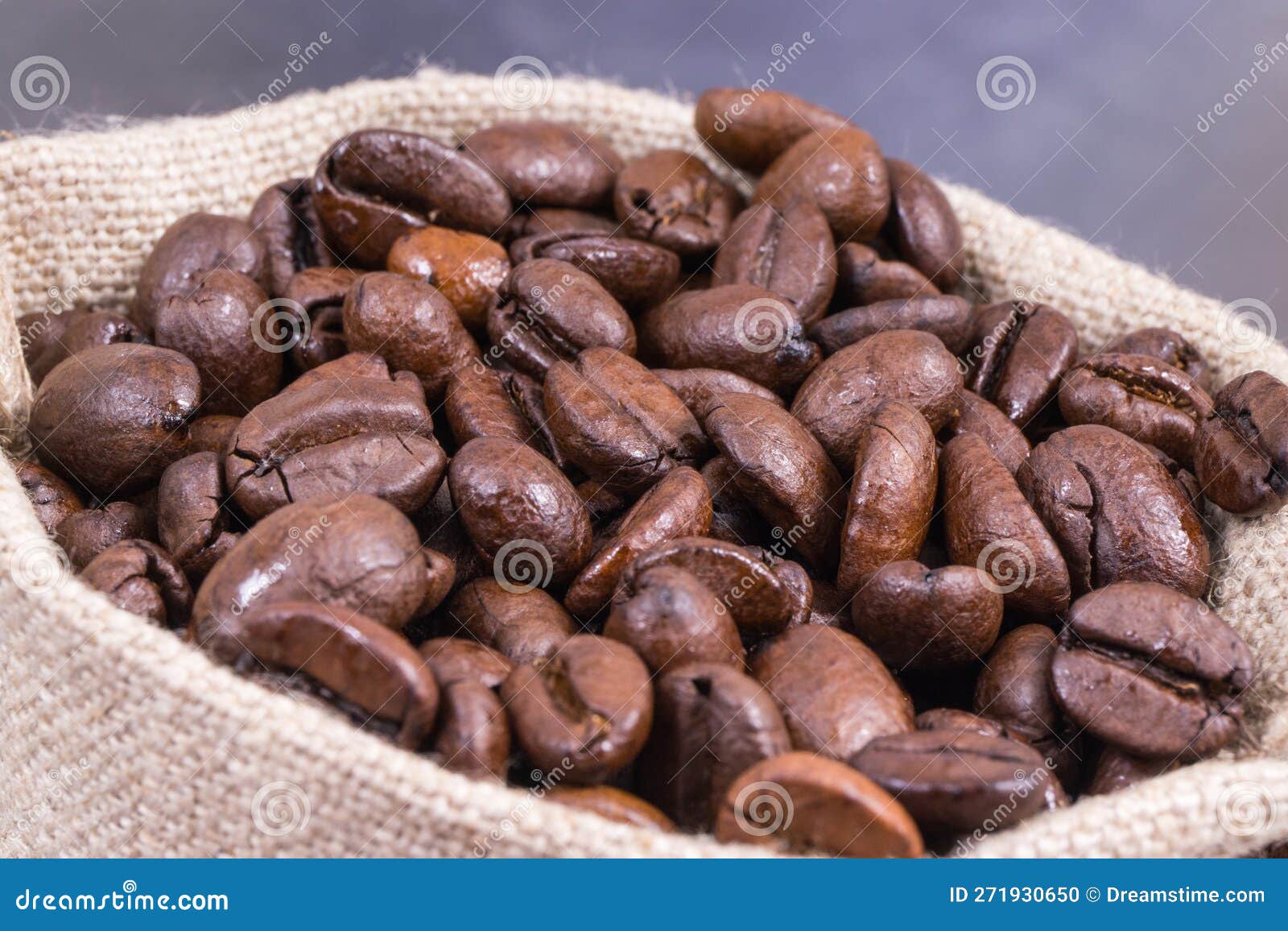 Heap of Dark Roasted Fragrant Coffee Beans in Jute Bag Stock Photo ...