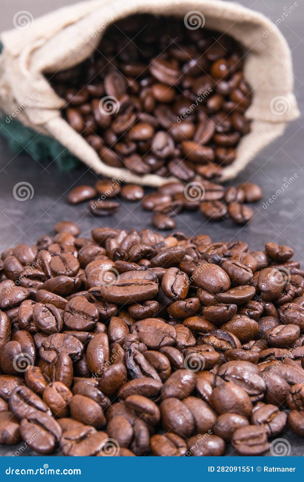 Heap of Dark Roasted Fragrant Coffee Beans in Jute Bag Stock Image ...