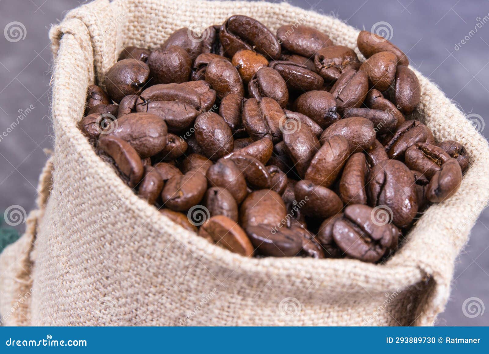 Heap of Dark Roasted Fragrant Coffee Beans in Jute Bag Stock Photo ...
