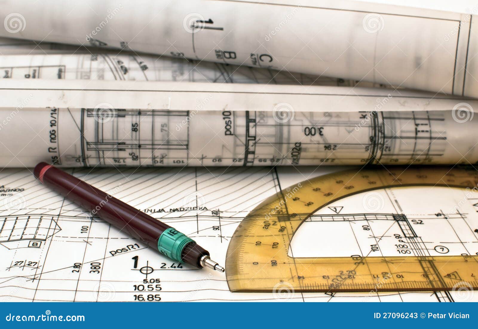 Heap Of Project Drawings In Yellow Folder. Royalty-Free Stock Image ...