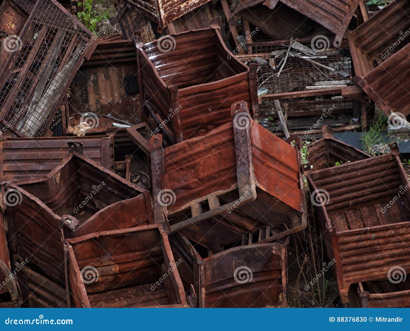 Heap of Discarded Rusty Metal Storage Boxes Stock Photo - Image of ...