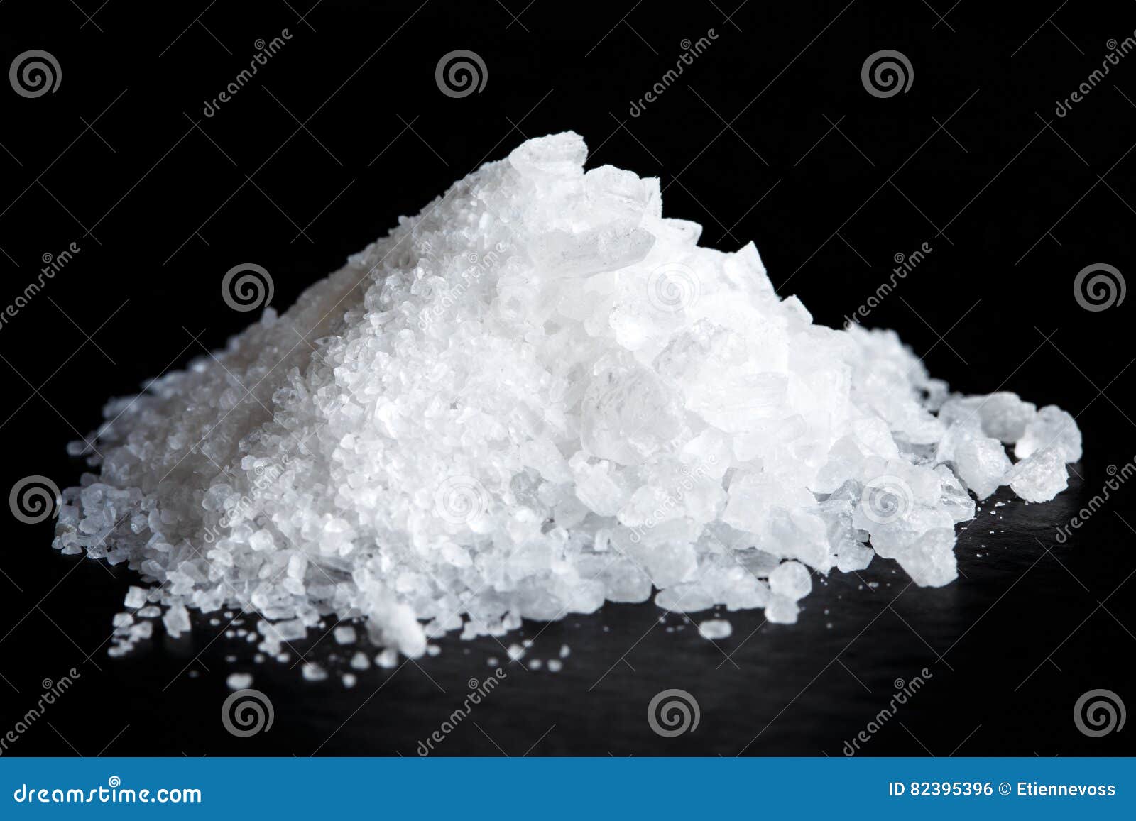 Heap of Fine and Coarse Salt on Black. Stock Photo - Image of fine ...