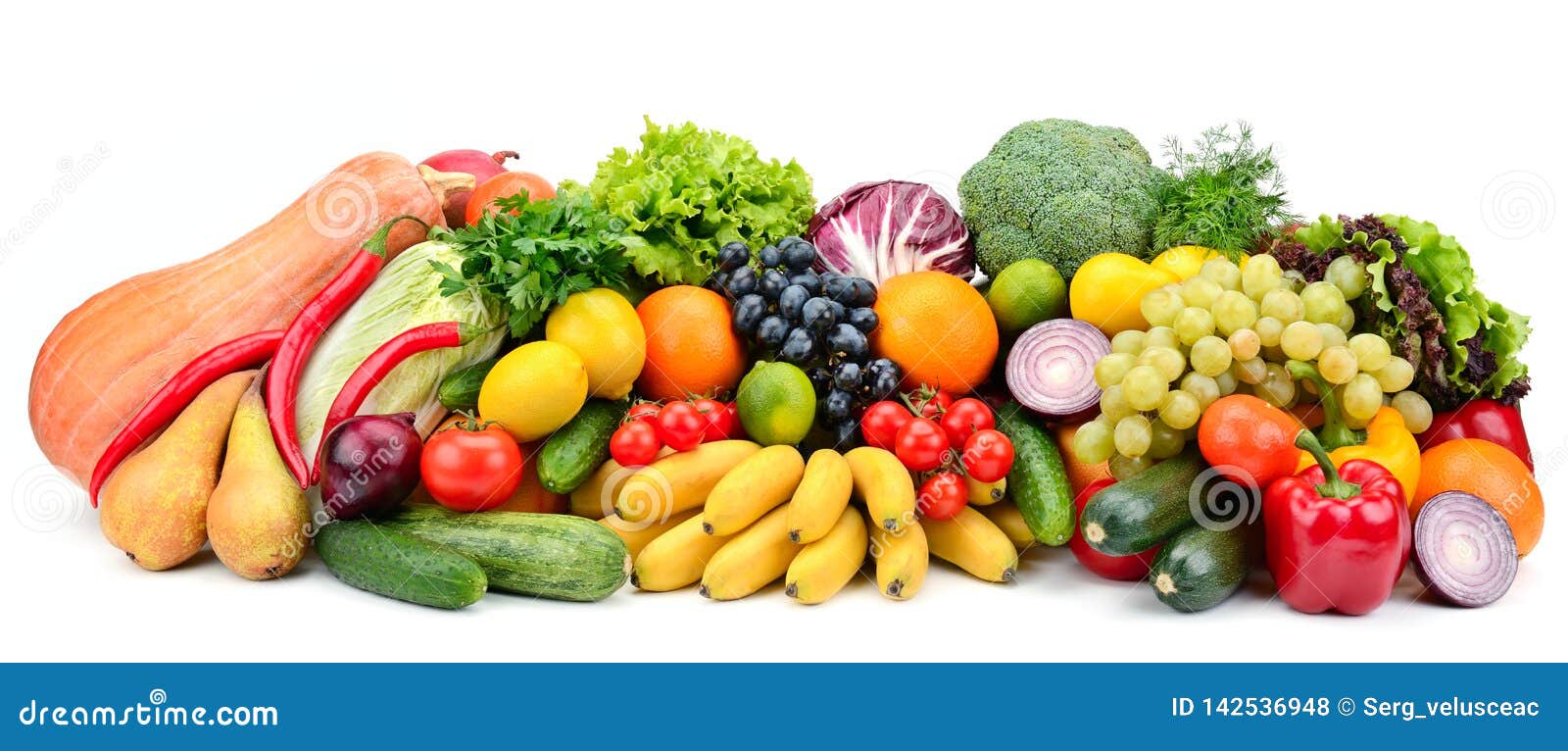 Heap Fruit and Vegetables Isolated on White Stock Photo - Image of ...