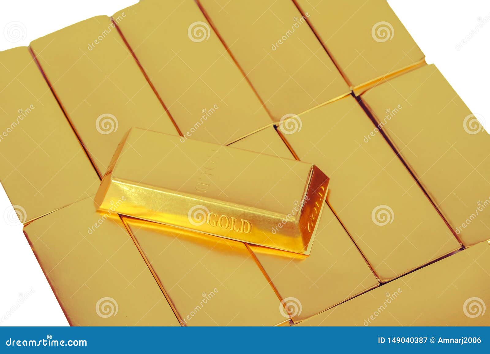 Heap of Gold Bars Isolated on a White Background Stock Image - Image of ...