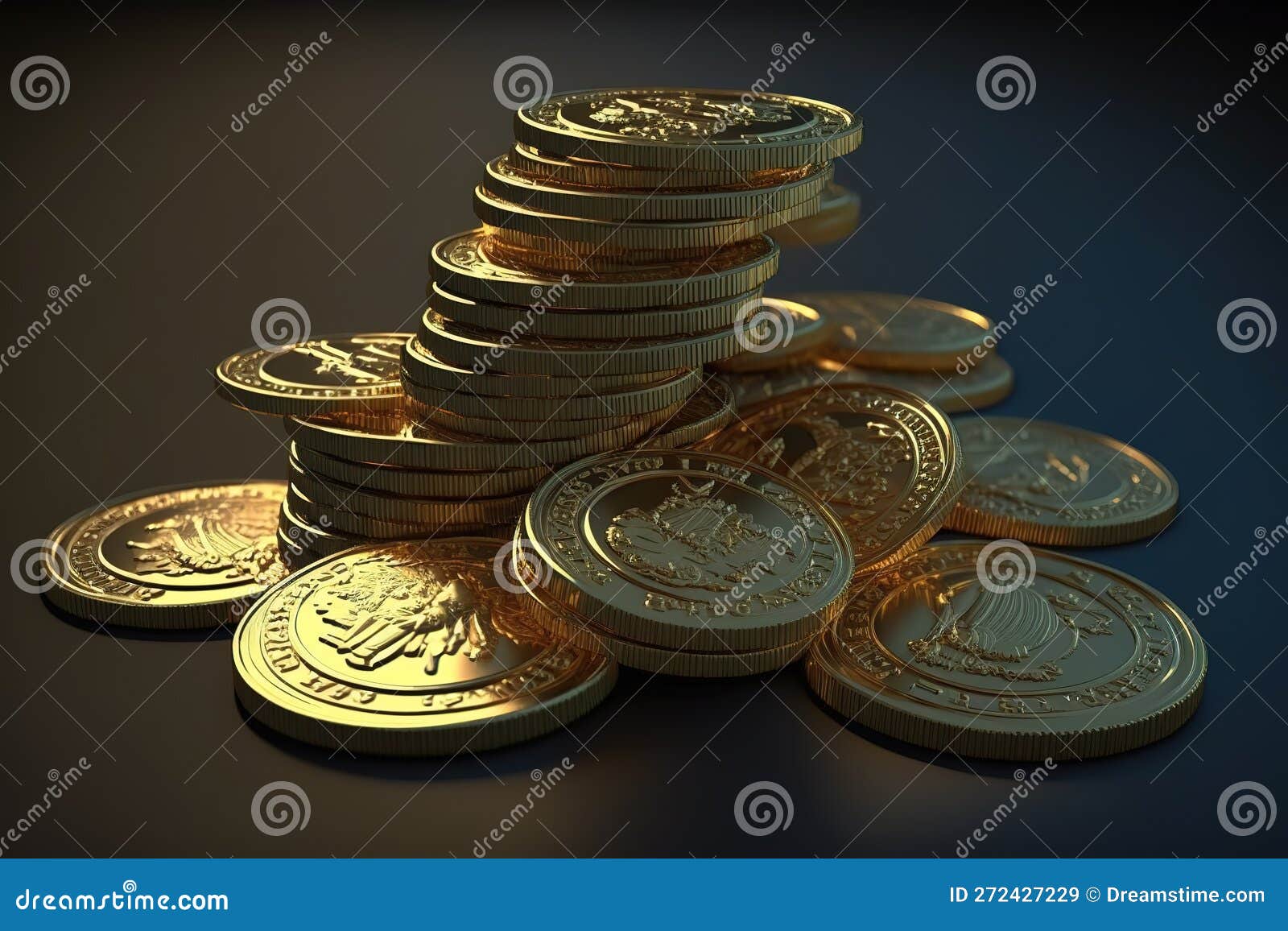 A Heap of Gold Coins, Generative AI Stock Illustration - Illustration ...