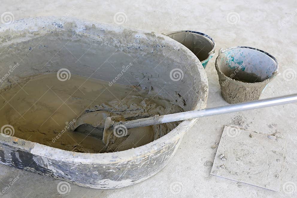 Heap of Hand Mixed Concrete with Spade Stock Photo - Image of build ...