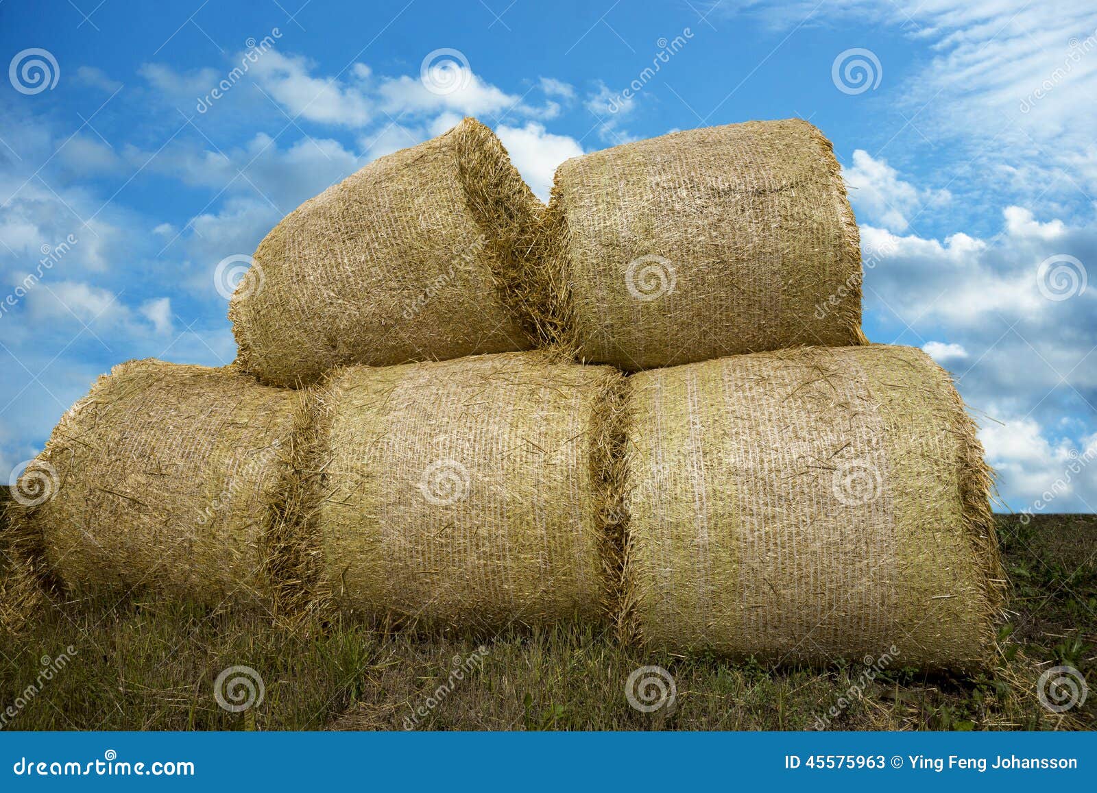 Heap of hay bales stock image. Image of clouds, harvest - 45575963