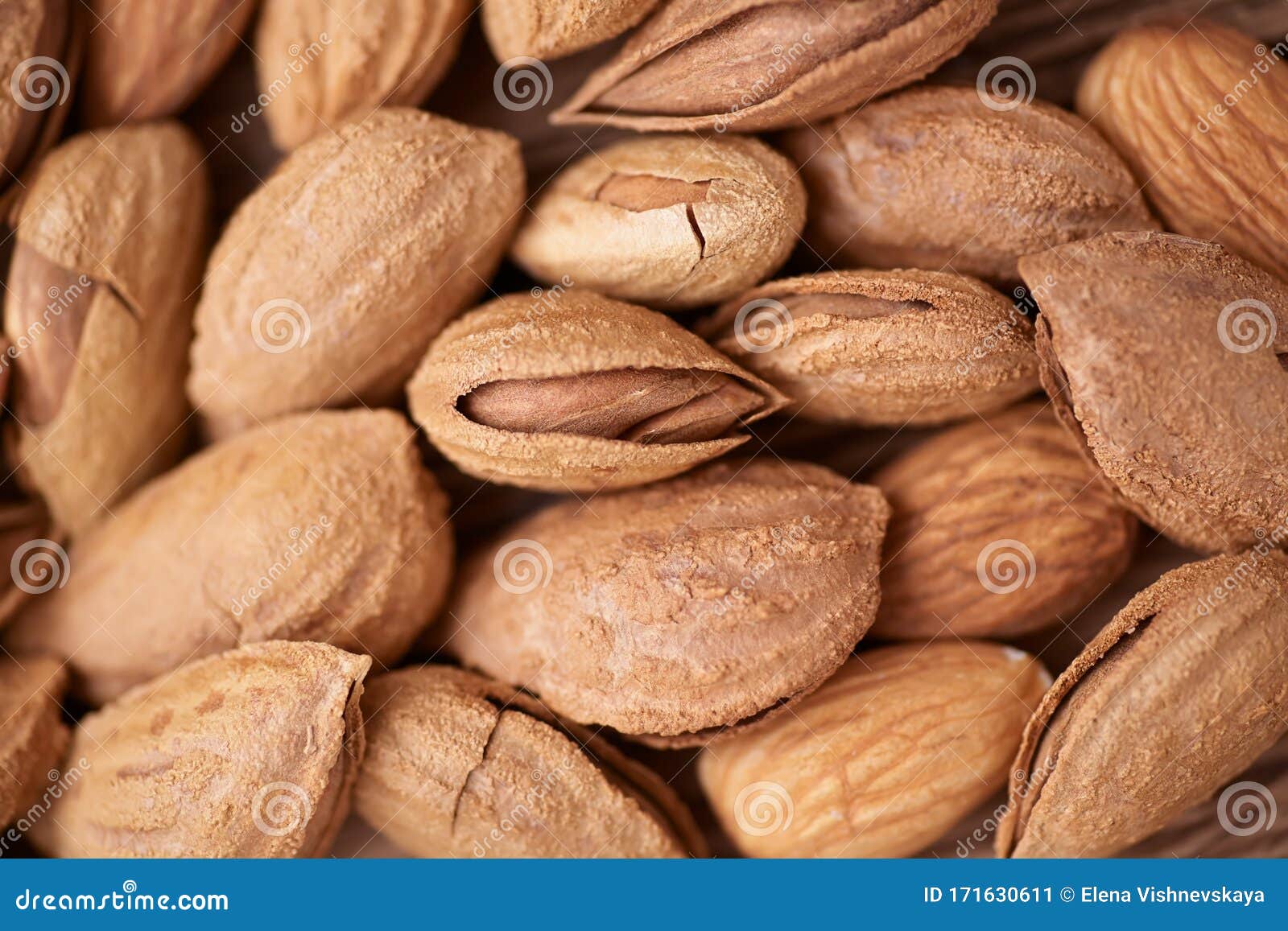 Heap of Inshell Almonds and Peeled Kernels Close-up Stock Image - Image ...