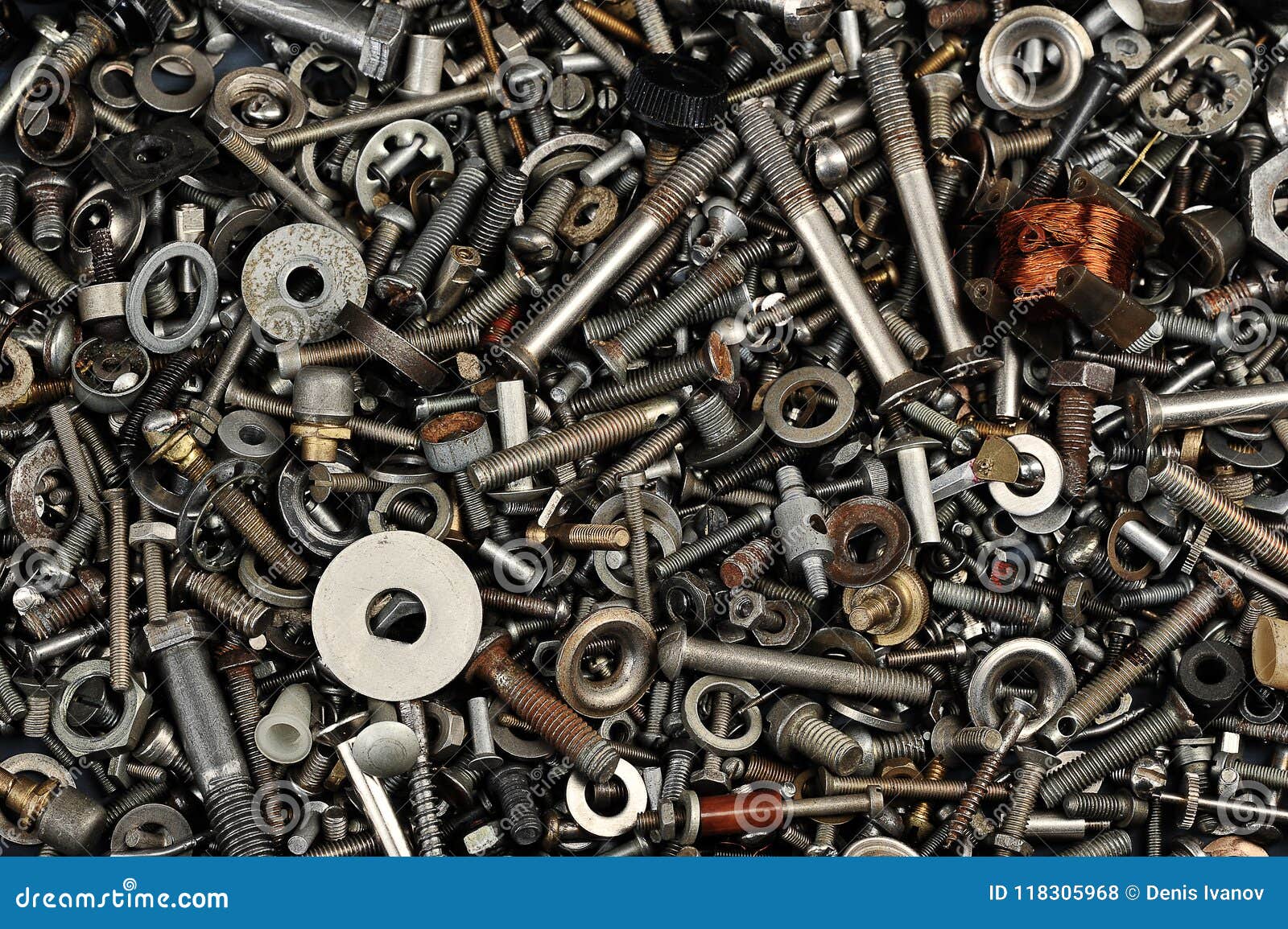 Heap of Iron Nuts, Bolts, Details - Abstract Background Stock Photo ...