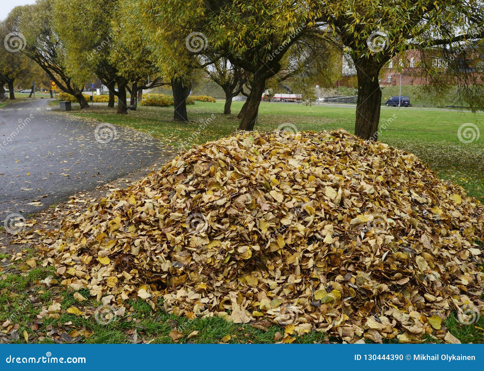 Heap of Leaves in the Park in Autumn Stock Photo - Image of cleanup ...