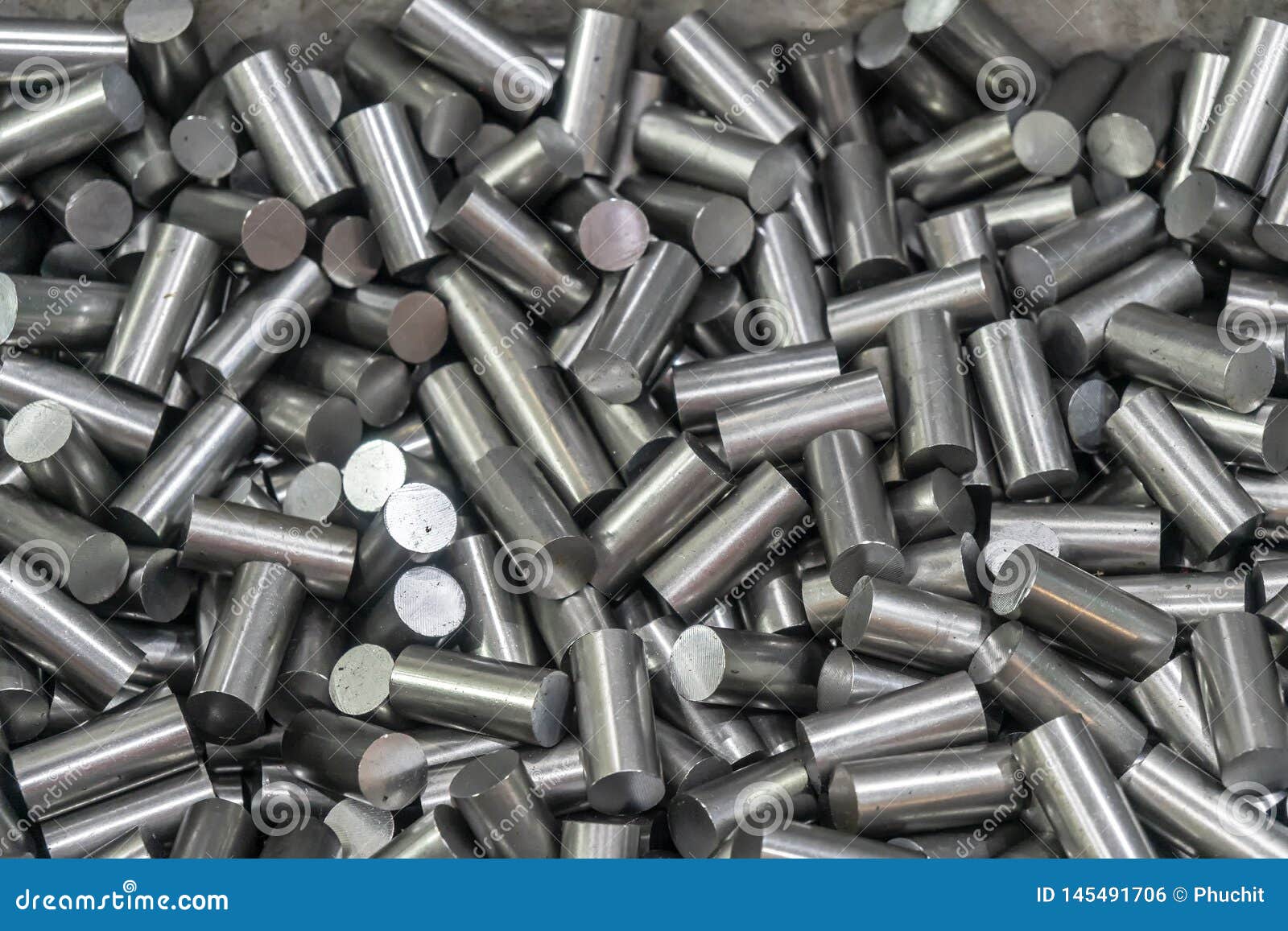 The Heap of Machined Material Rod in the Container Box . Stock Photo ...