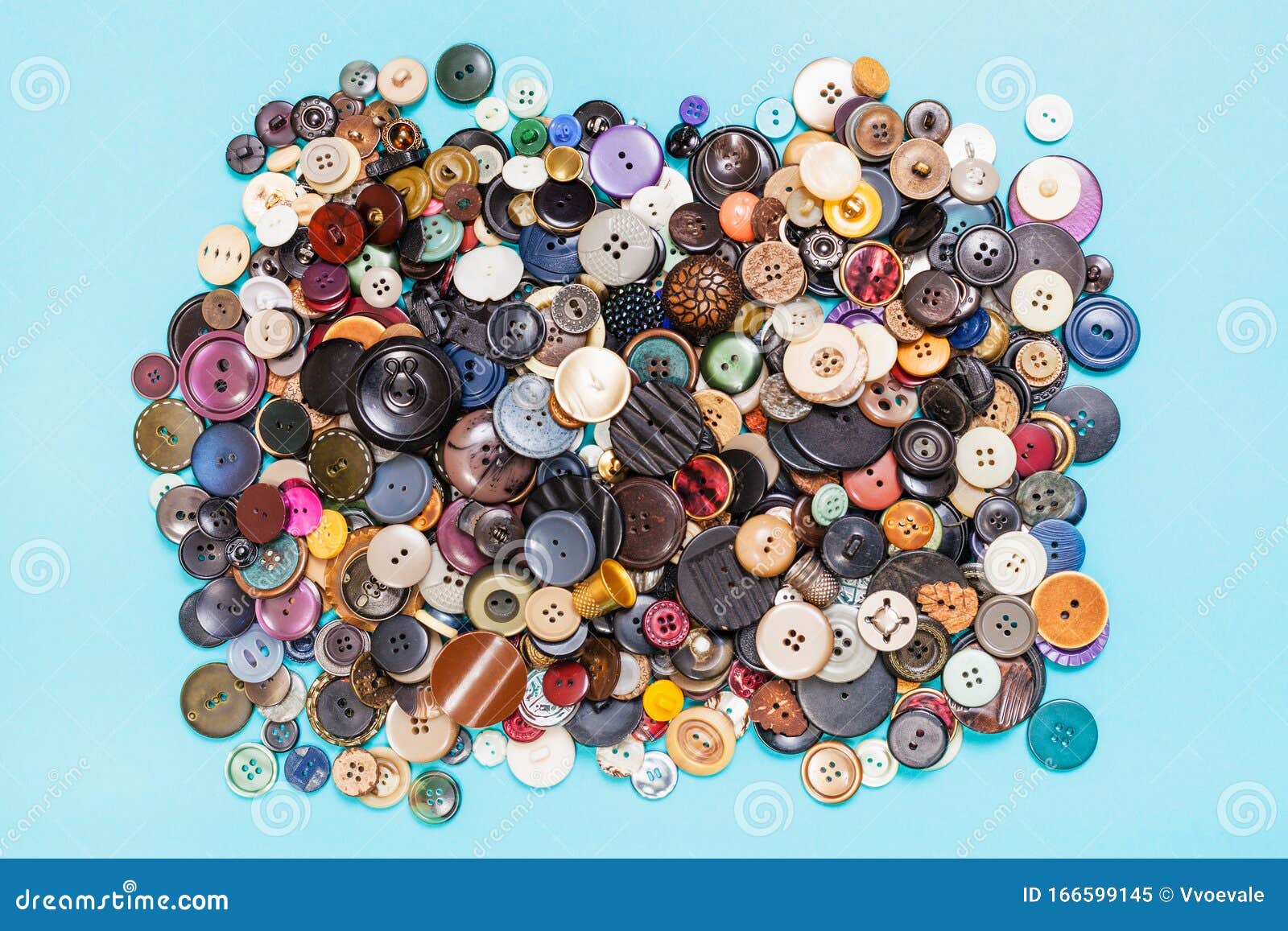 Heap of Many Various Buttons on Blue Background Stock Image - Image of ...