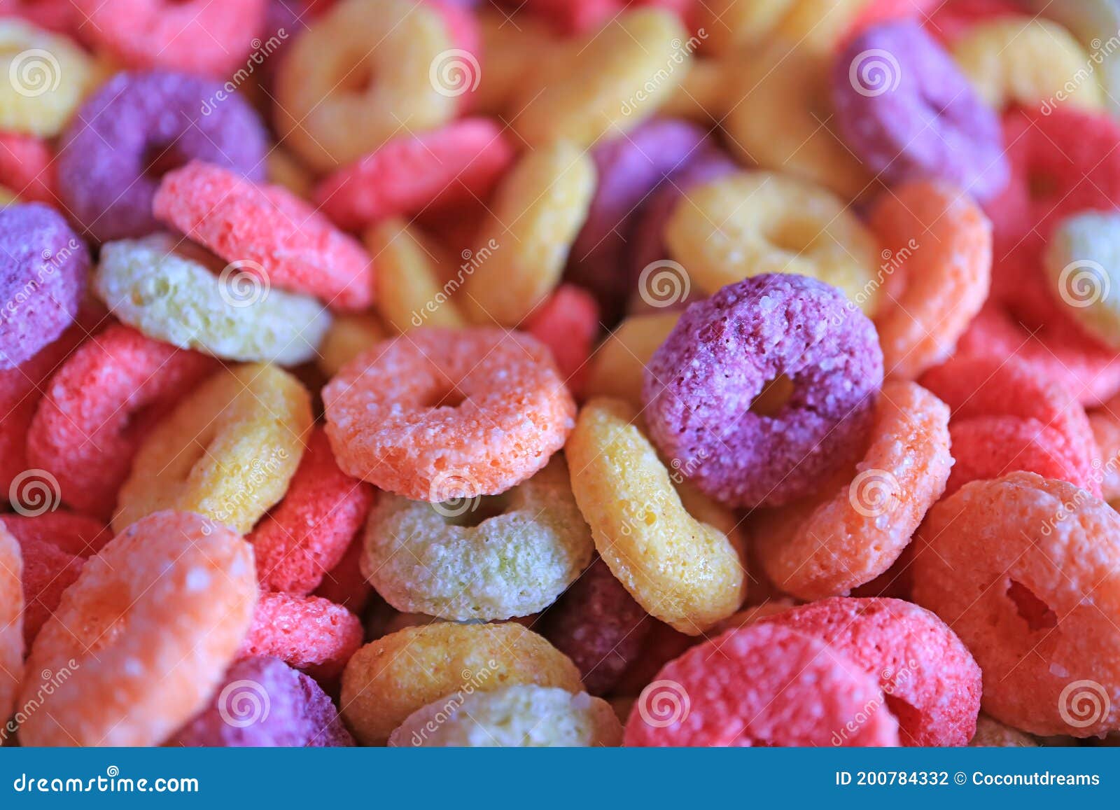 Heap of Multi-color Sugary Ring Shaped Cereal for Background Stock ...