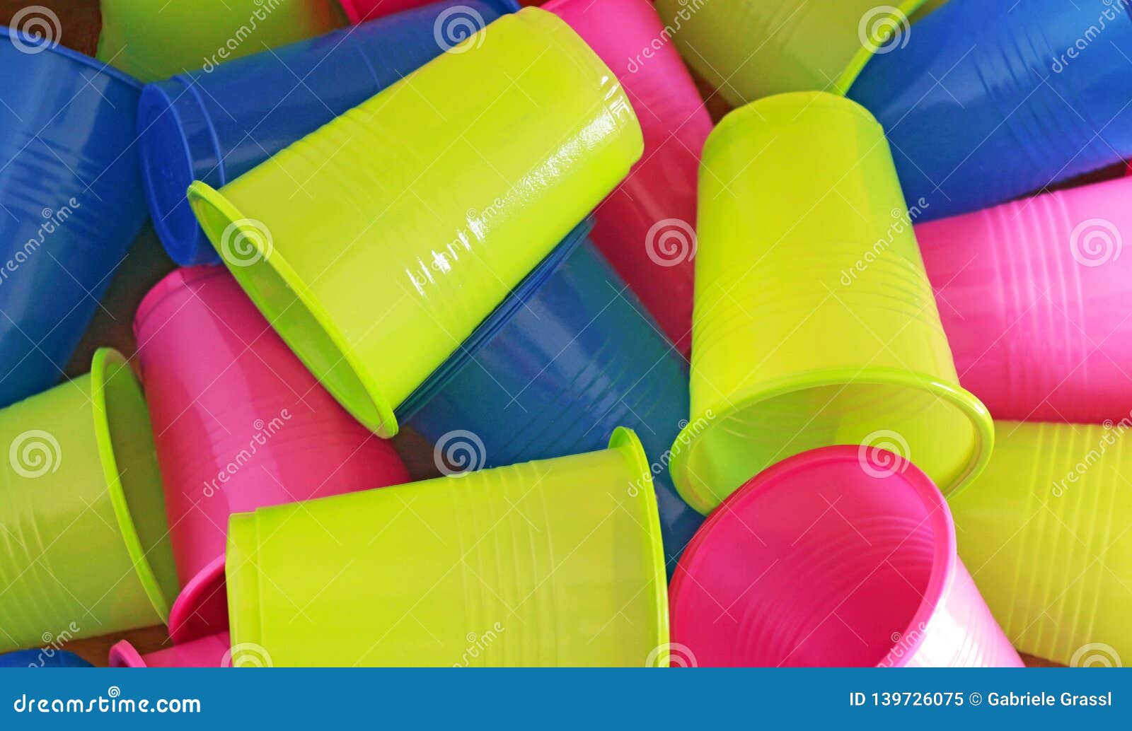 Heap of Multi Colored Plastic Cups Stock Image - Image of frame ...