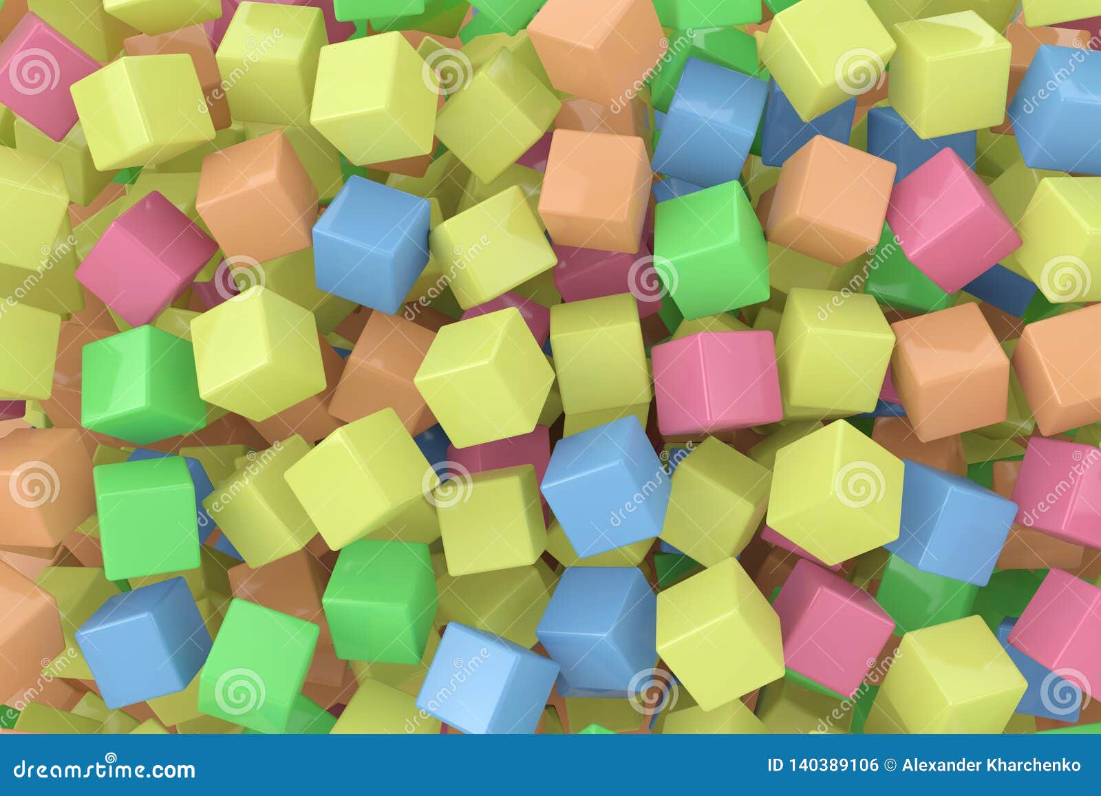 Heap of Multicolour Cubes As Background. 3d Rendering Stock ...