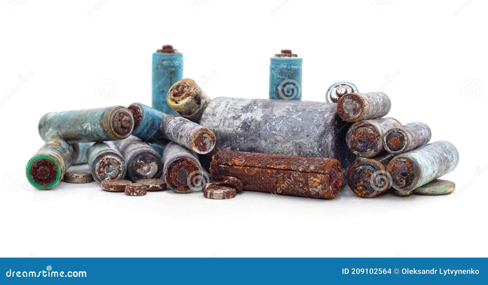 Heap of old batteries stock photo. Image of metal, electric - 209102564