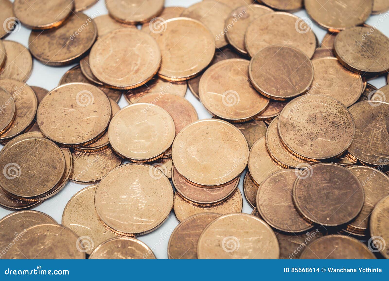 Heap of old bronze coins stock photo. Image of economy - 85668614