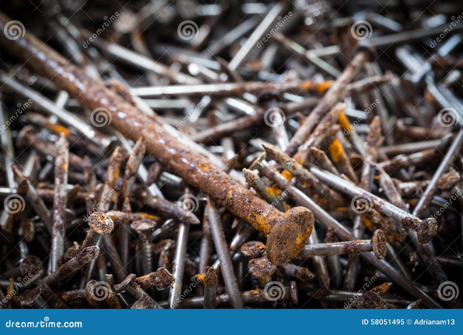 Heap of old rusty nails stock image. Image of iron, industry - 58051495