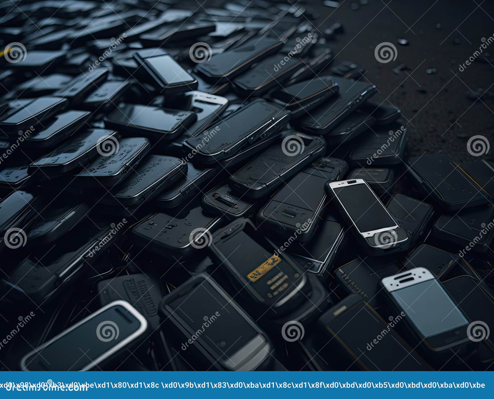 The Heap of Old Waste Mobile Phones. Ai Generative Stock Illustration ...