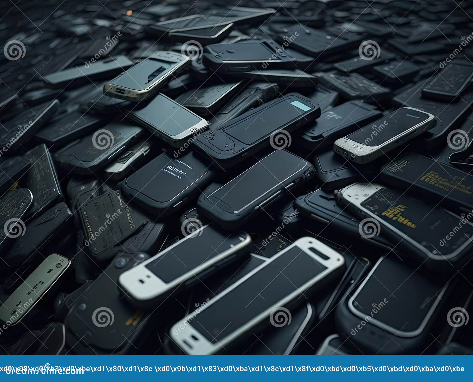 The Heap of Old Waste Mobile Phones. Ai Generative Stock Illustration ...
