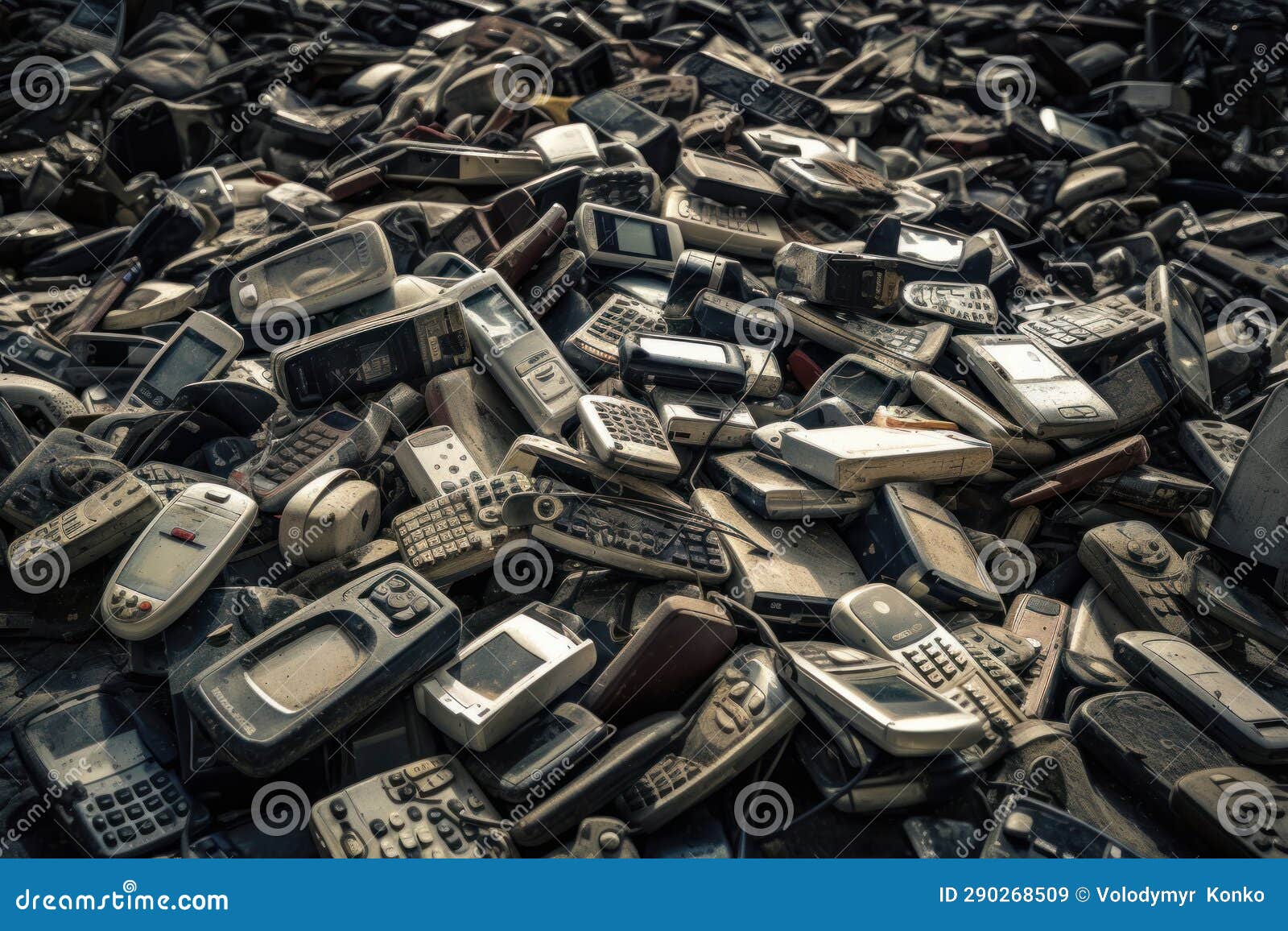 The Heap of Old Waste Mobile Phones. Generative Ai Stock Illustration ...
