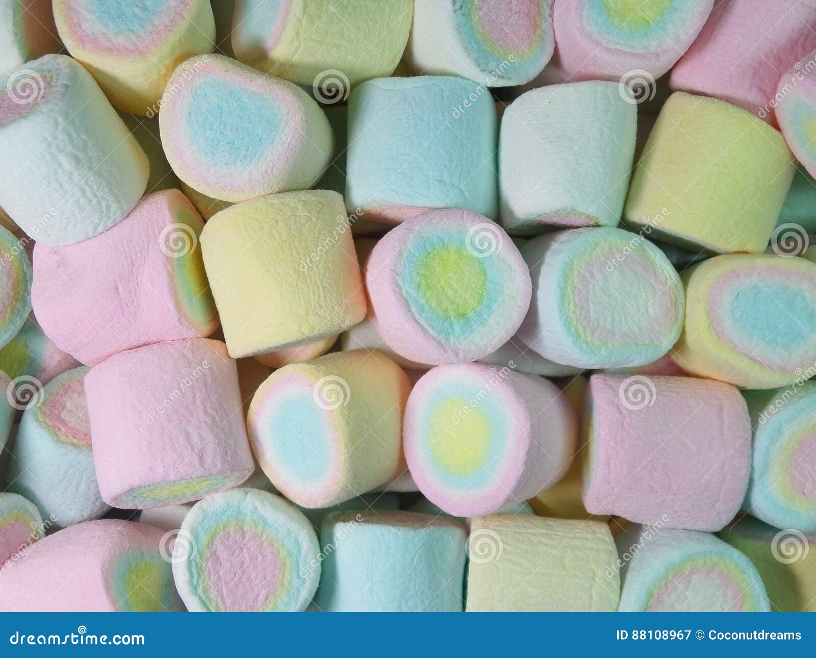 Heap of Pastel Pink, Blue, Yellow Colored Marshmallows Stock Image ...