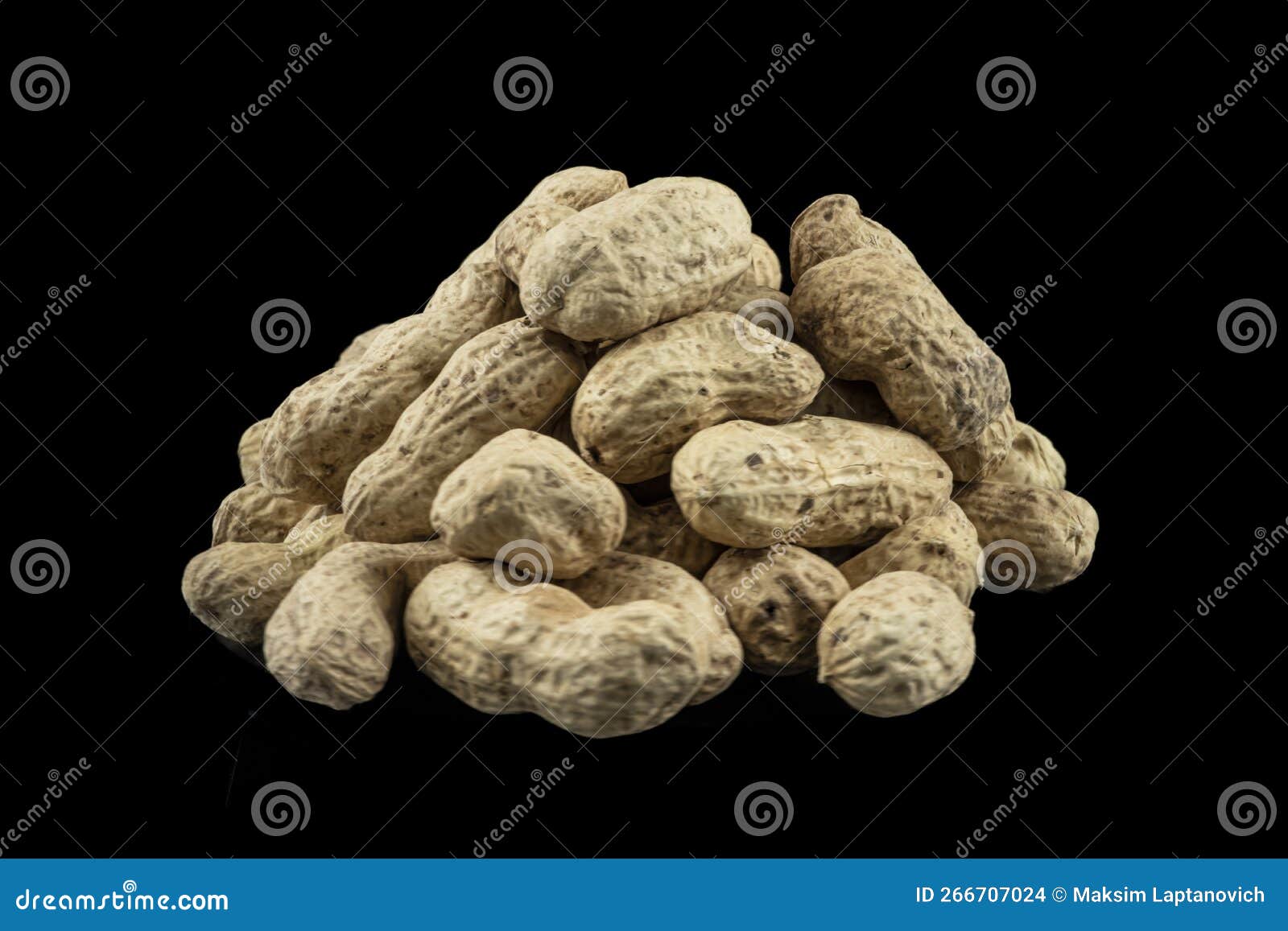Heap Peanuts in Shells Isolated on Black Background Stock Photo - Image ...