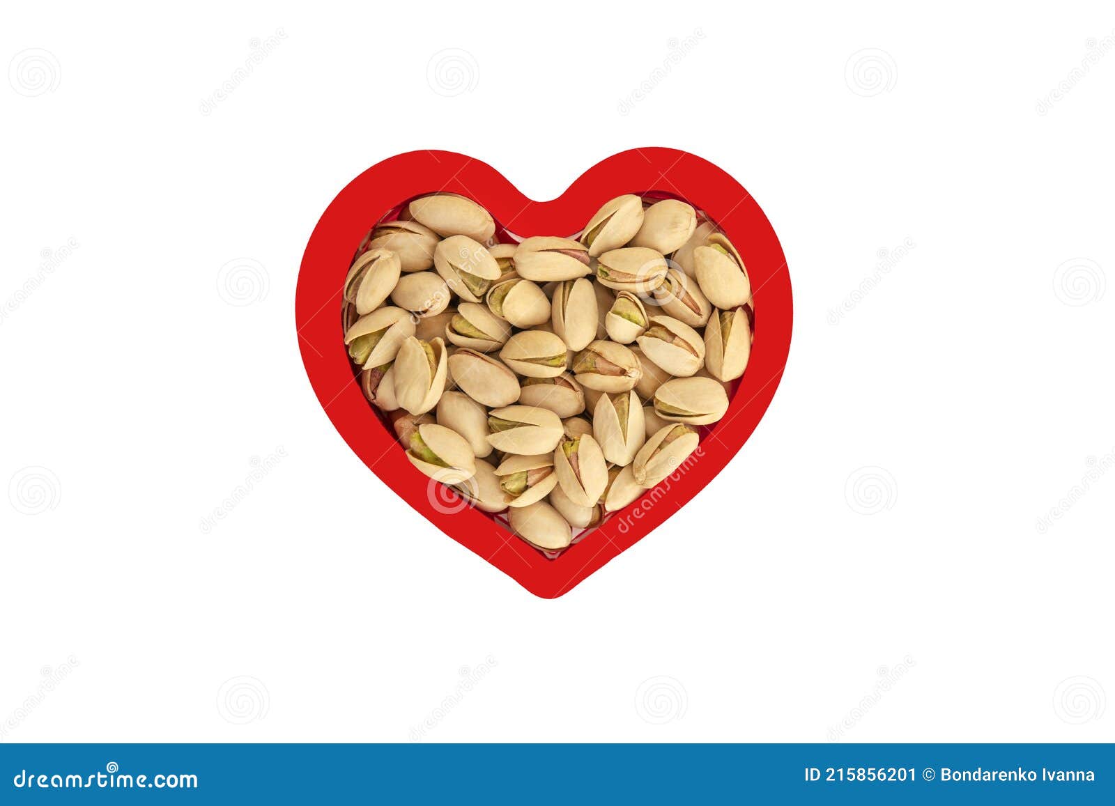 Heap of Pistachio in Heart Shape Red Frame Isolated on White. Stock ...